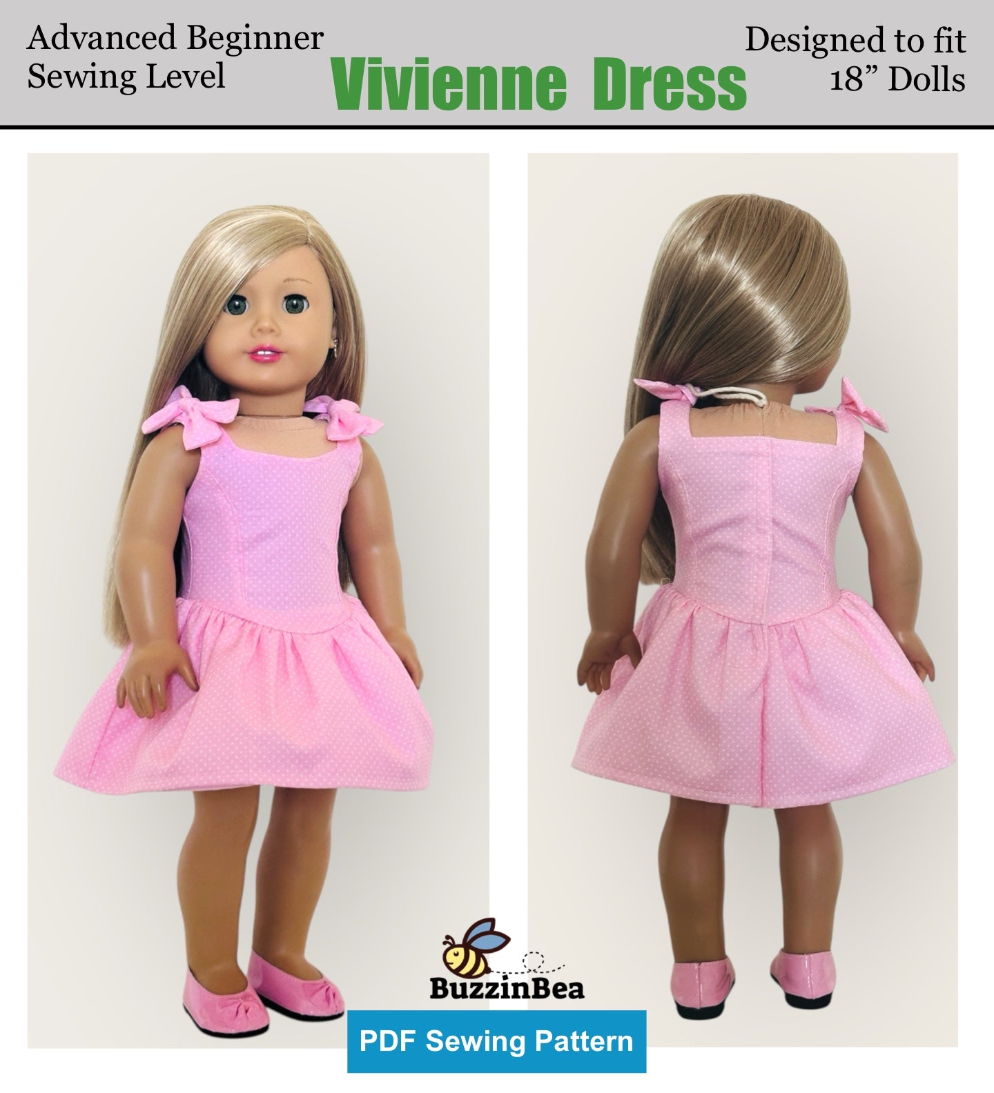 Vivienne Dress for 18-inch Dolls PDF Sewing Pattern – BuzzinBea Doll Sewing Patterns