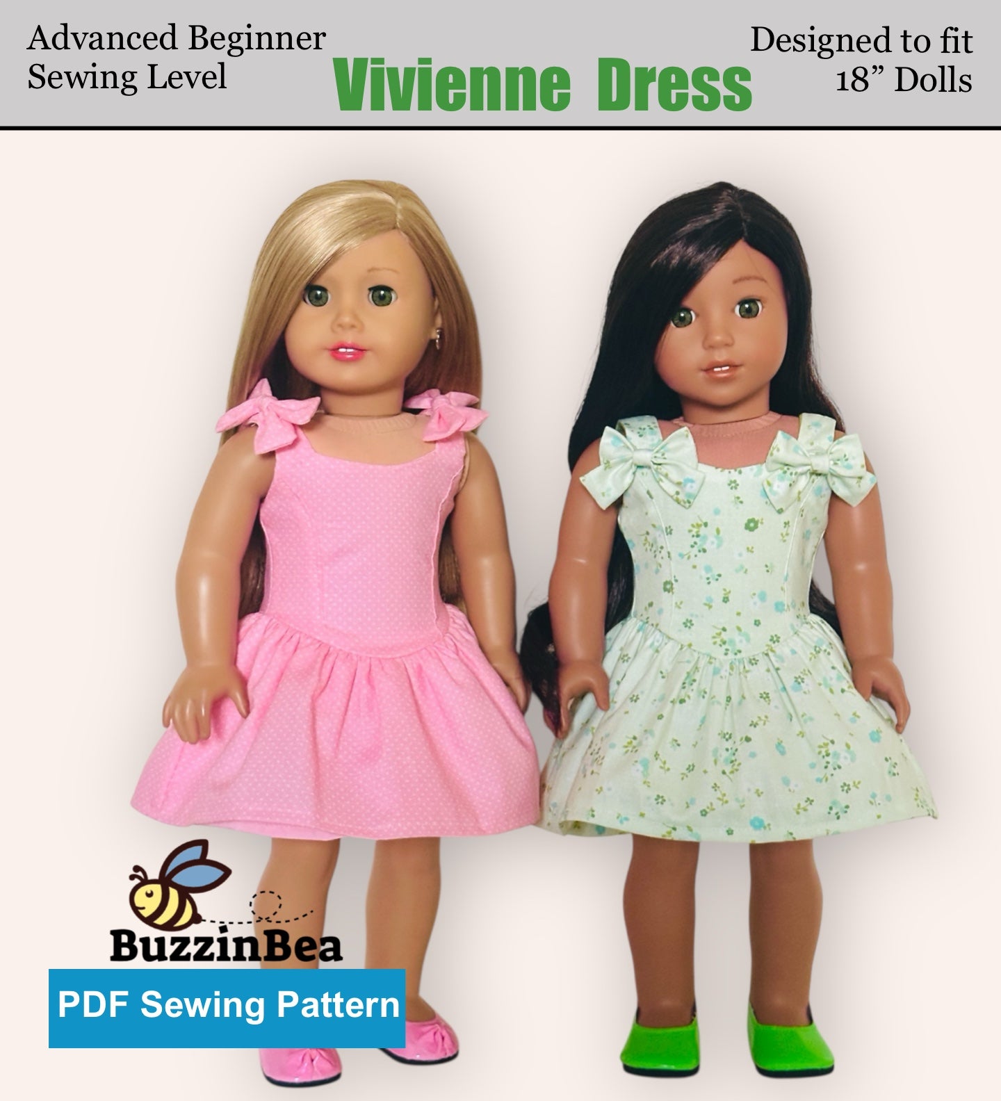 Vivienne Dress for 18-inch Dolls PDF Sewing Pattern – BuzzinBea Doll Sewing Patterns